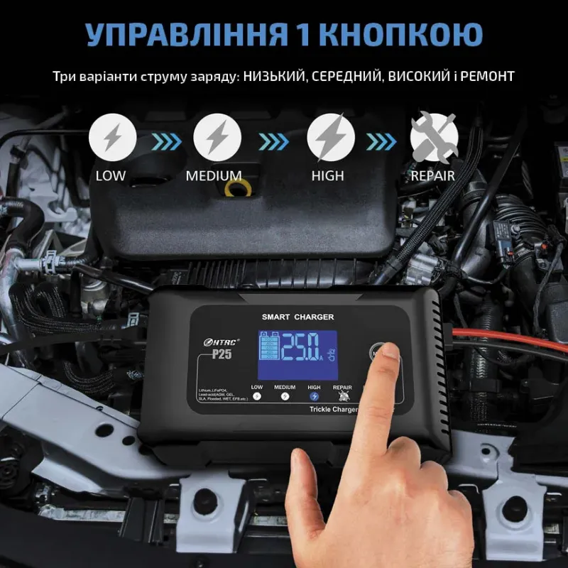 Зарядний пристрій HTRC P25 для LiFePO4, кислотних, гелевих та AGM ...